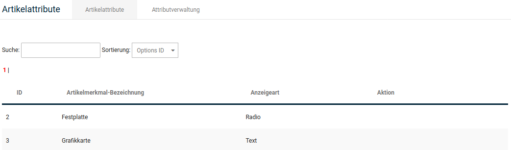Artikelattribute - Handbuch